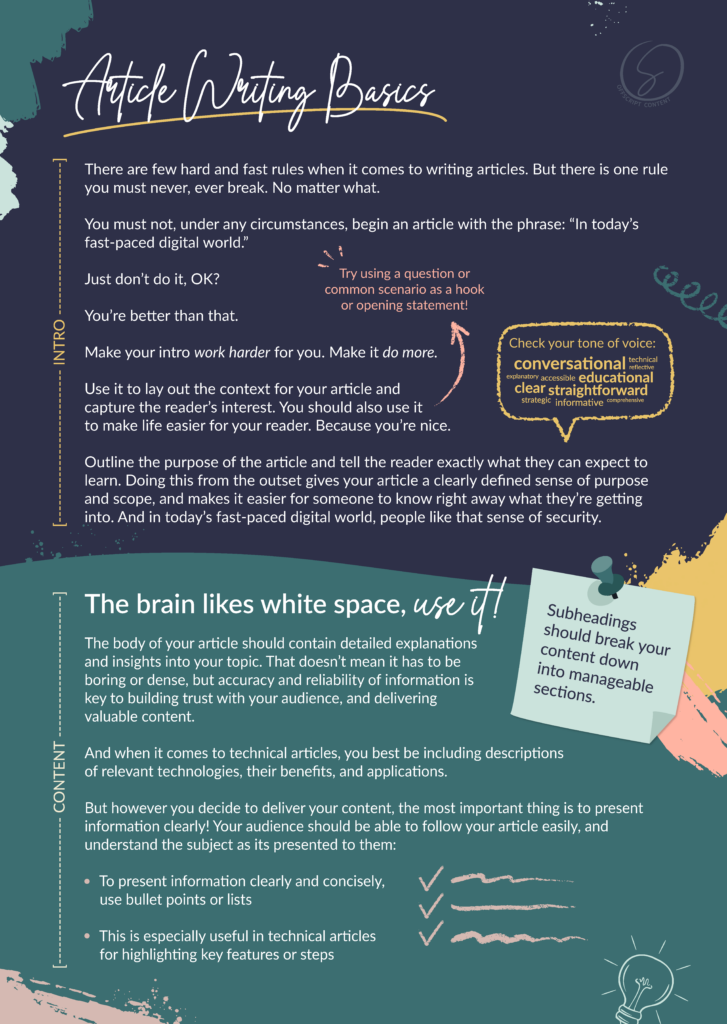 FREE Resource! Article Writing Cheat Sheet - KRH